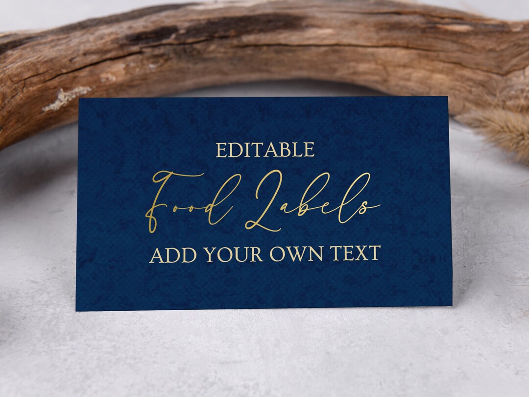 Blue Gold Food Labels Template, Dark Christmas, New Year Name Card ...
