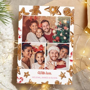 Gingerbread Photo Christmas Card Editable, Merry Christmas Cards ...