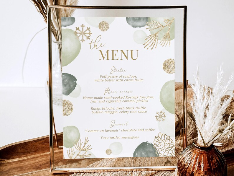 Christmas New Year Menu, Editable Holiday Template, Festive Dinner Menu ...