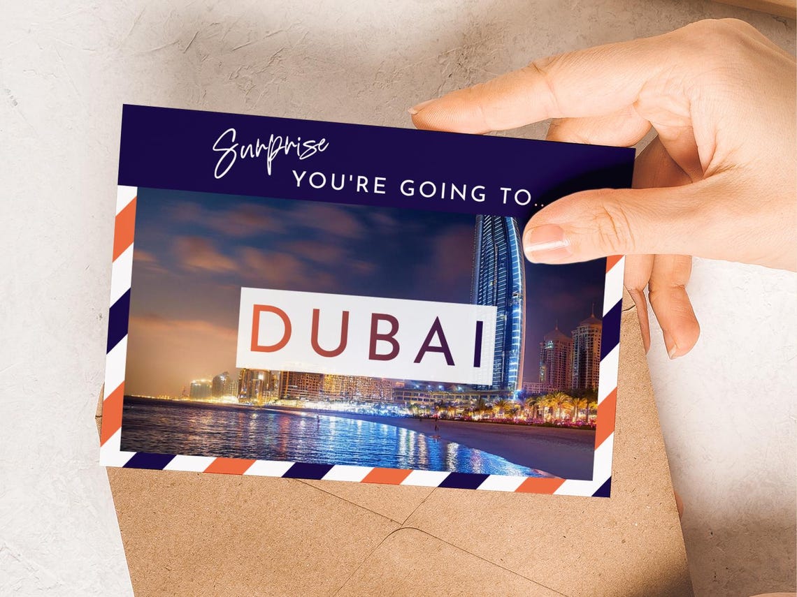 Dubai Surprise Trip Card, Surprise You're Going To, Suprise Travel Card ...