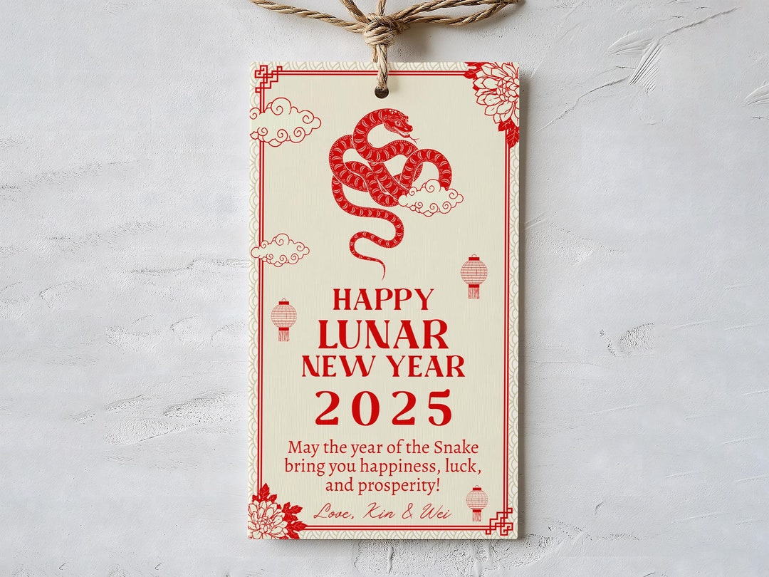 Lunar New Year Snake Gift Tag, Chinese New Year Favor Tag, Snake Tag ...