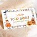 Editable Halloween Food Labels, Pumpkin Costume Party Spooktacular ...