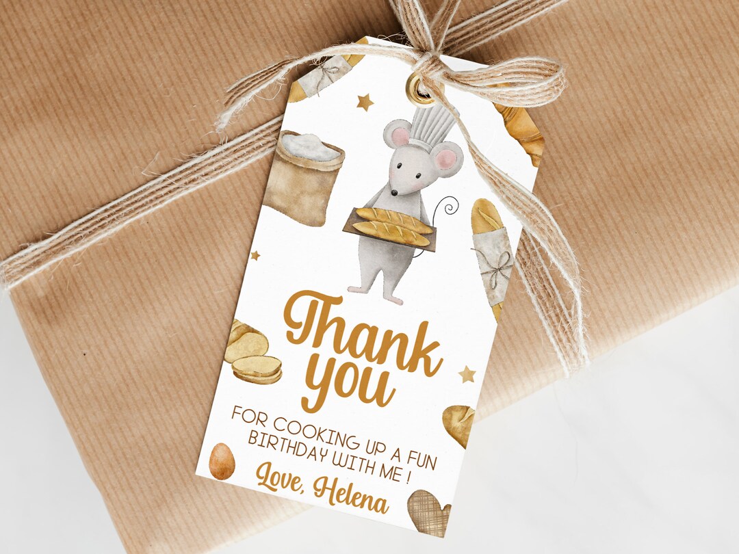 Cooking Party Birthday Favor Tag, Baking Party Gift Tags, Thank You ...