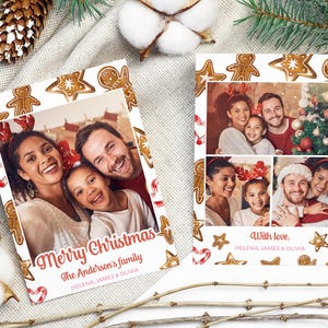 Gingerbread Photo Christmas Card Editable, Merry Christmas Cards ...
