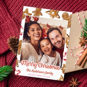 Gingerbread Photo Christmas Card Editable, Merry Christmas Cards ...