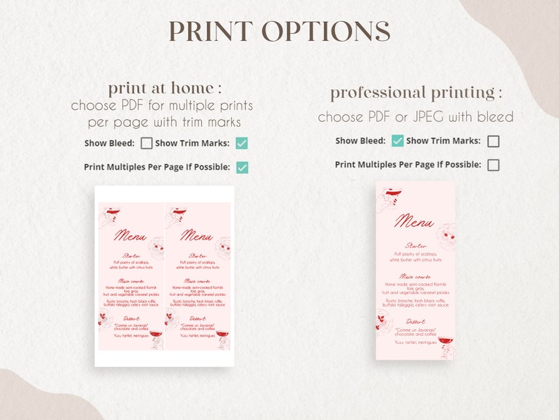 Hand Drawn Menu Template, Printable Valentine's Day Menu, Wedding Menu ...