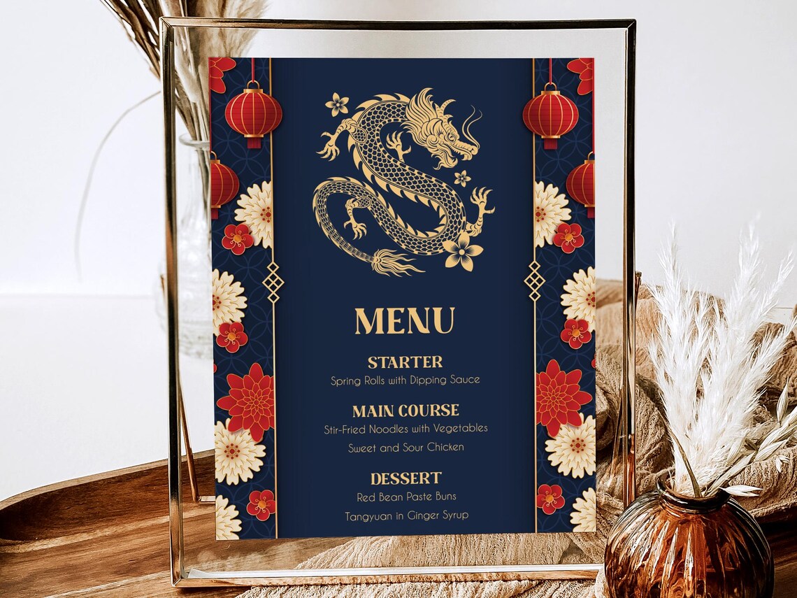 Dragon Chinese Menu Template, 2025 New Year, Chinese Celebration, Lunar ...