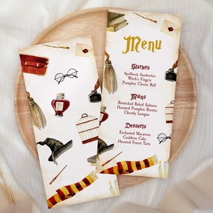 Editable Wizard Birthday Party Menu, Wizard Halloween Menu, Printable ...