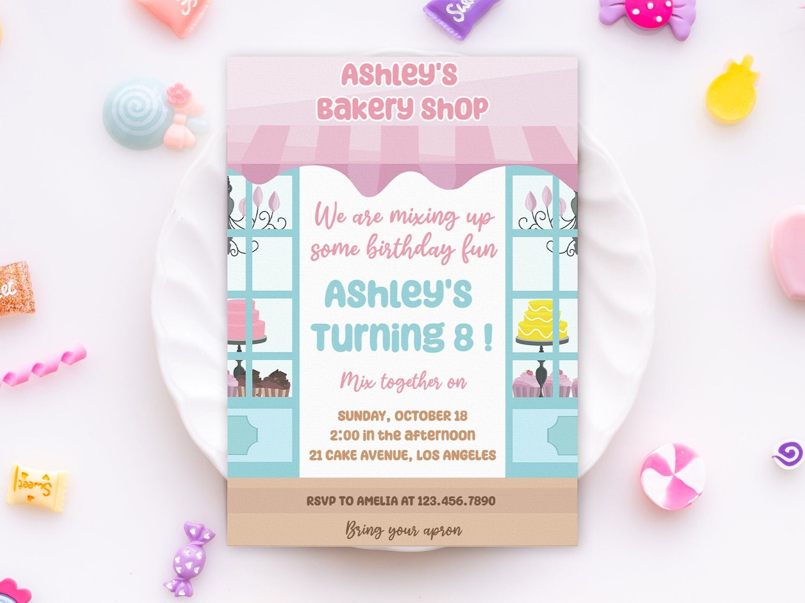 Editable Baking Birthday Invitation, Bakery Shop Invitation, Kids ...