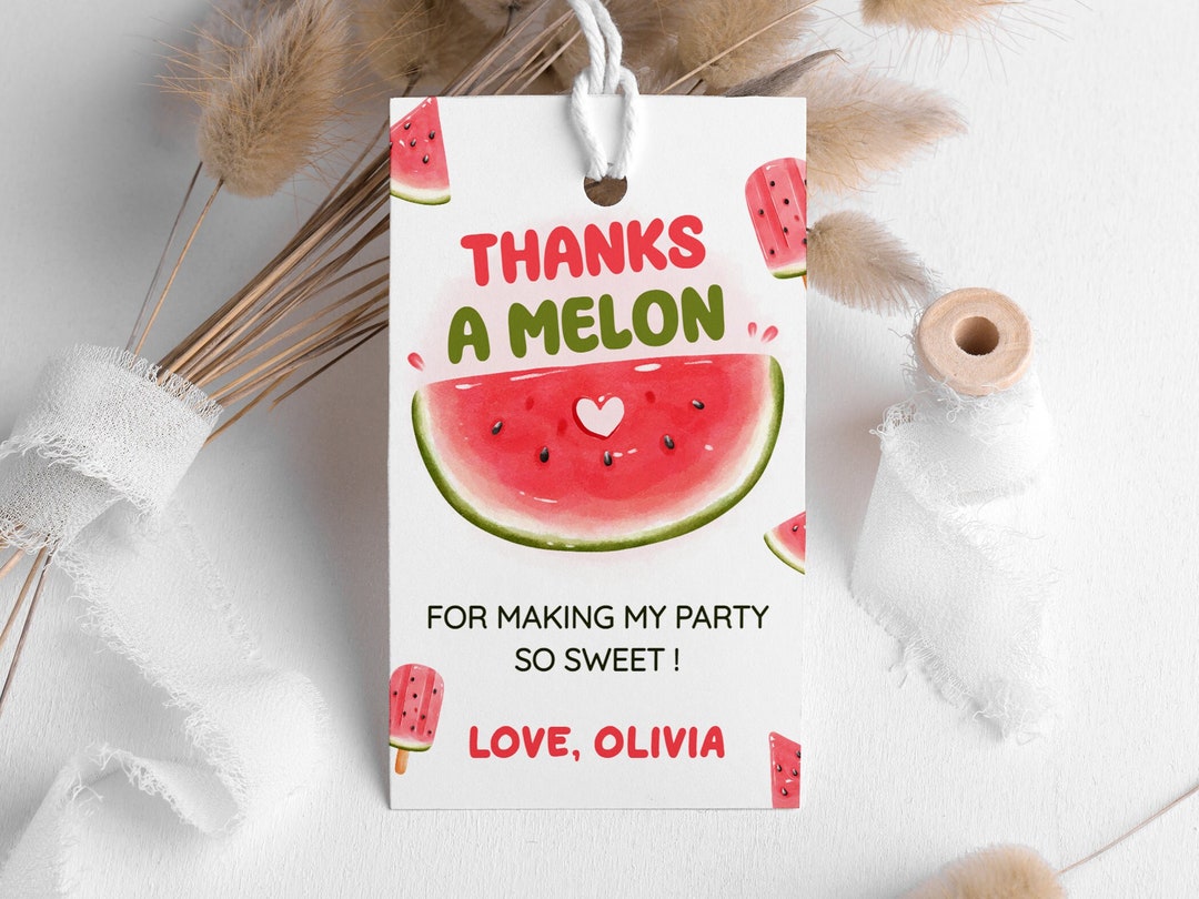 Watermelon Birthday Favor Tag, Editable Template (digital Download) - Etsy