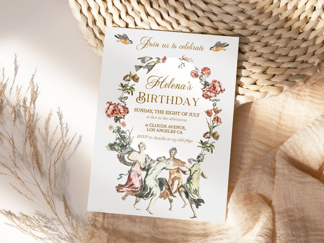 Vintage Regency Birthday Invitation Template, Invitation for Her ...