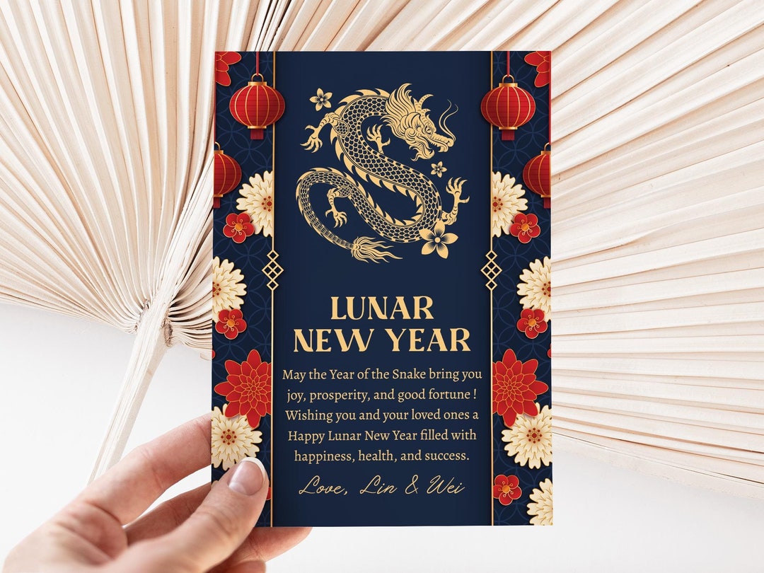 Chinese New Year Card Template, 2025 Dragon New Year, Chinese ...
