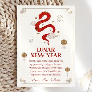 Chinese New Year Card Template, 2025 Snake New Year, Lunar New Year ...
