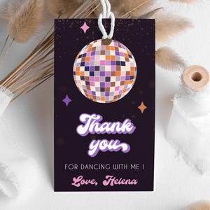 Disco Ball Birthday Party Favor Tag Editable, Disco Thank You Tag, 70s ...