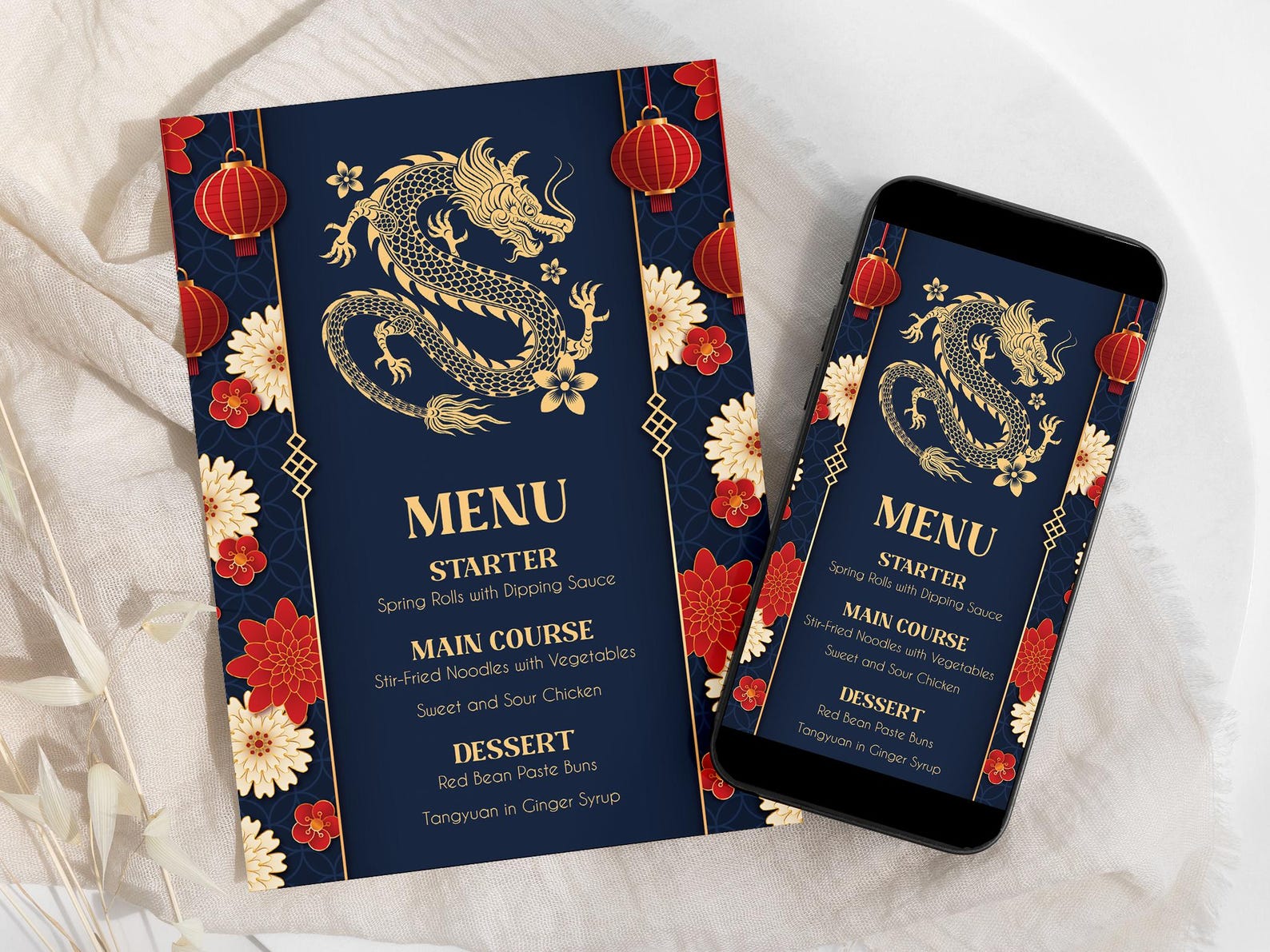 Dragon Chinese Menu Template, 2025 New Year, Chinese Celebration, Lunar ...