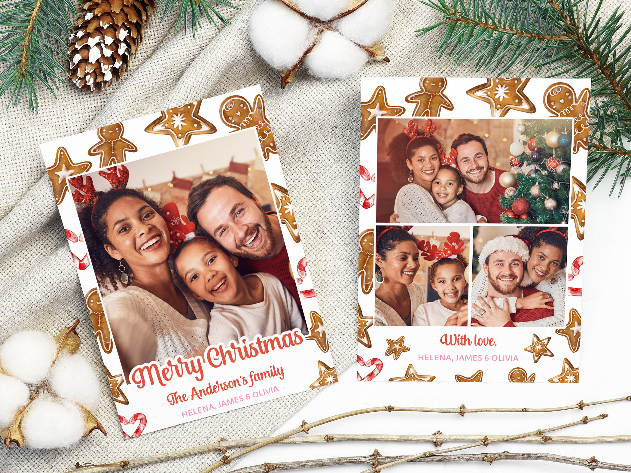 Gingerbread Photo Christmas Card Editable Merry Christmas - Etsy