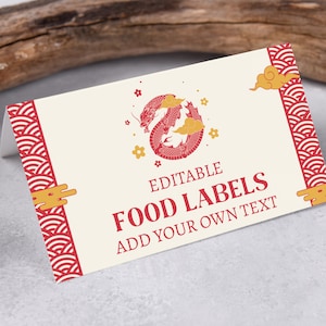 Lunar New Year Dragon Food Label, Chinese New Year Name Card, Dragon ...
