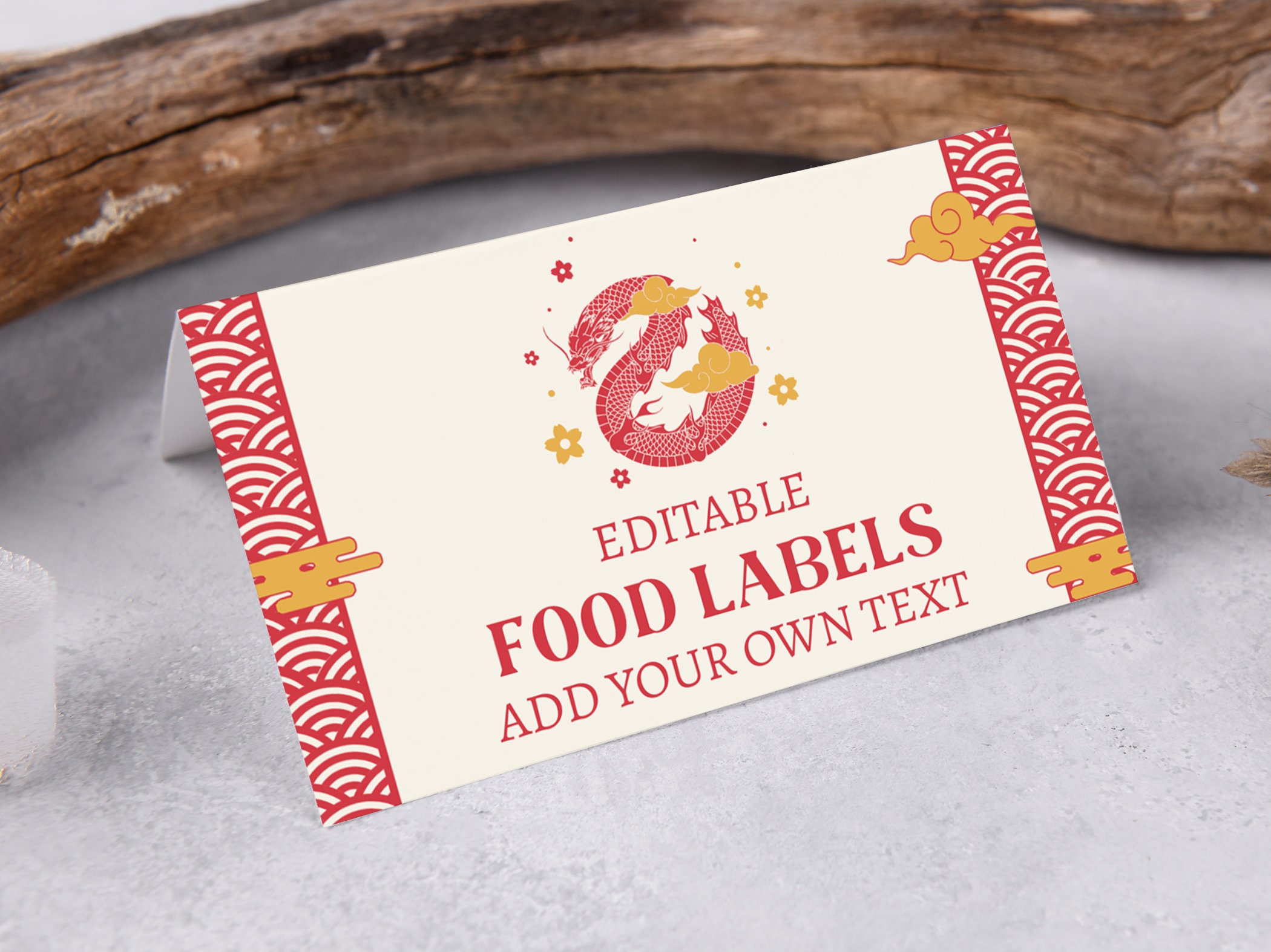Lunar New Year Dragon Food Label, Chinese New Year Name Card, Dragon ...
