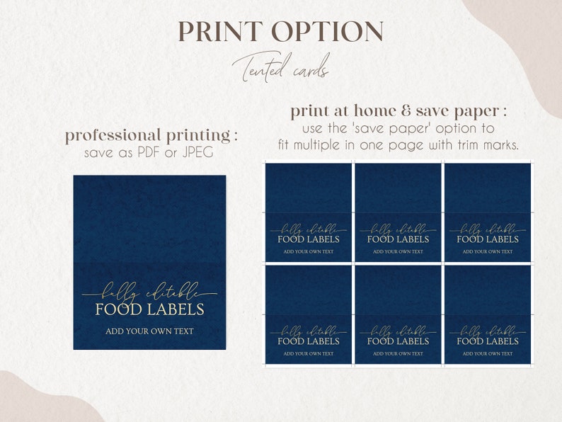 Blue Gold Food Labels Template, Dark Christmas, New Year Name Card ...