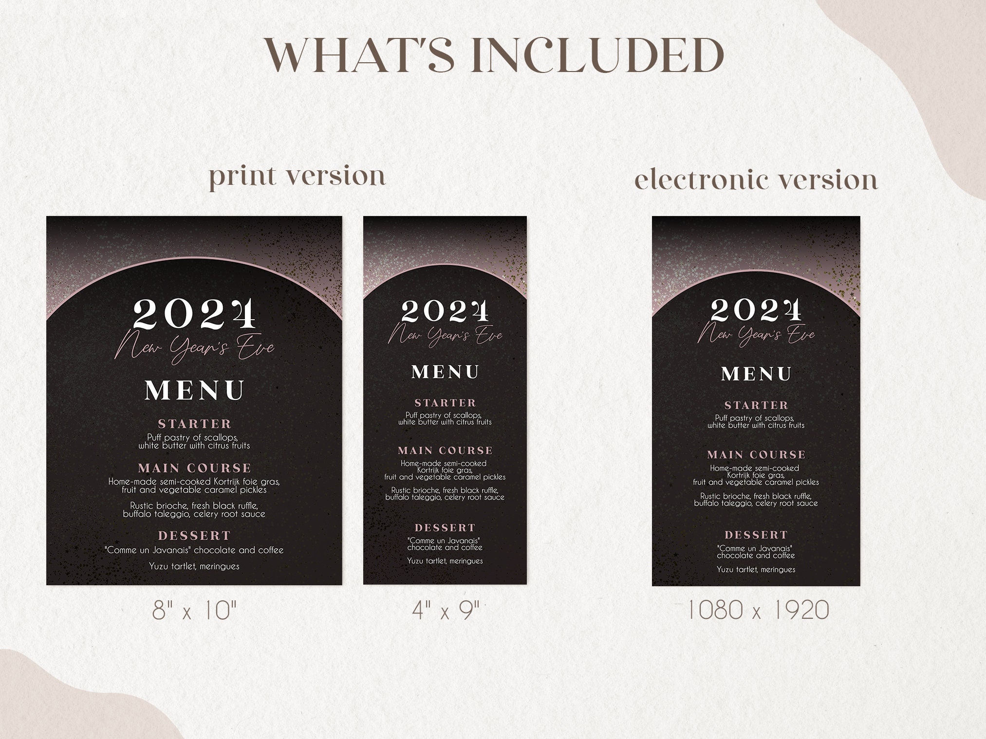 New Year 2024 Menu Template, New Year's Eve Party Dinner Menu, Holiday ...