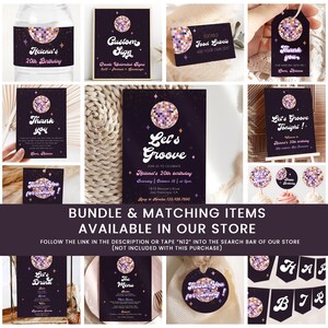 Disco Balls Food Labels Template, Retro Dinner, Disco Party Name Card ...