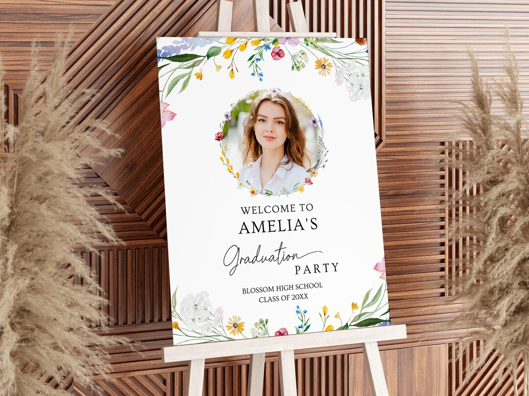 Wildflower Graduation Party Welcome Sign, Graduation Poster Sign ...
