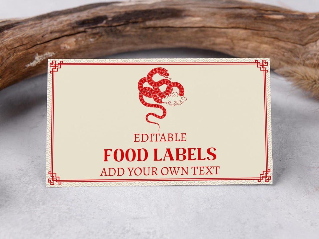 Lunar New Year Snake Food Label, Chinese New Year Name Card, Snake Tag ...