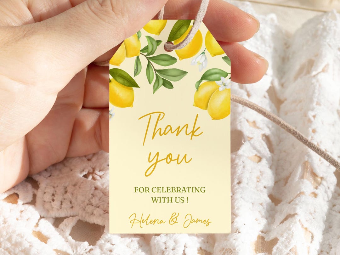 Lemon Gift Tag Editable, Citrus Baby Shower Thank You Tag, Fruit ...