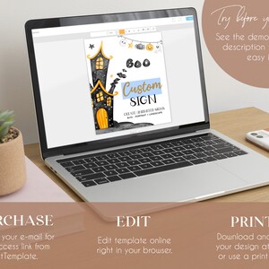 Editable Halloween Party Custom Sign, Spooky House, Costume Party ...