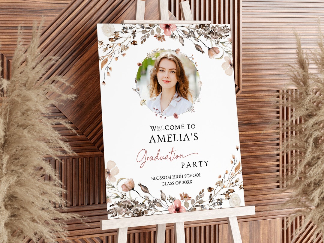Wildflower Graduation Party Welcome Sign, Graduation Poster Sign ...