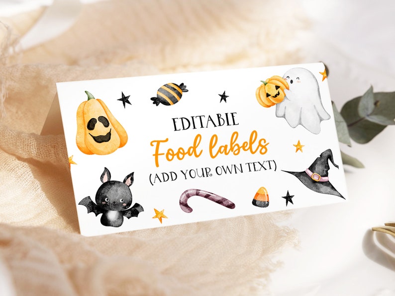 Editable Halloween Food Labels, Pumpkin Ghost Costume Party ...