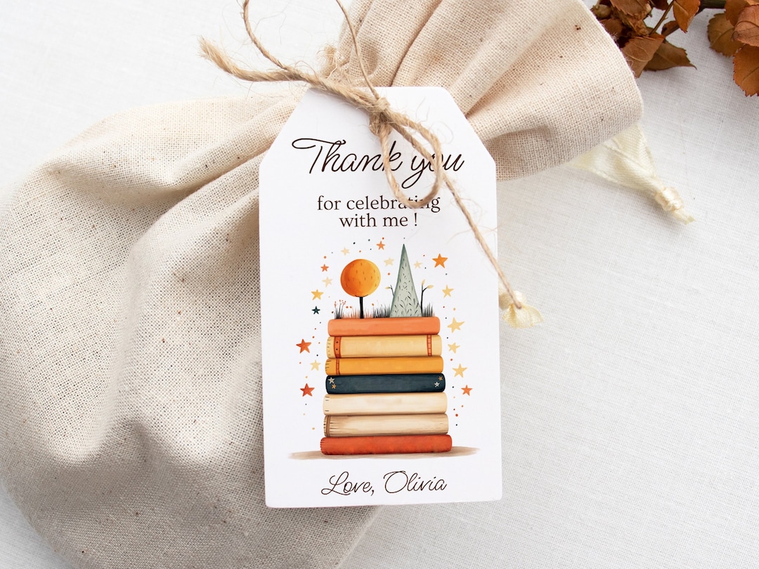Storybook Favor Tag Editable, Book Stack, Book Themed Party, Birthday ...