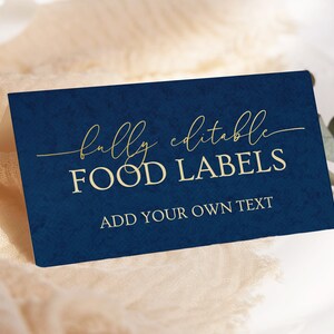 Blue Gold Food Labels Template, Dark Christmas, New Year Name Card ...