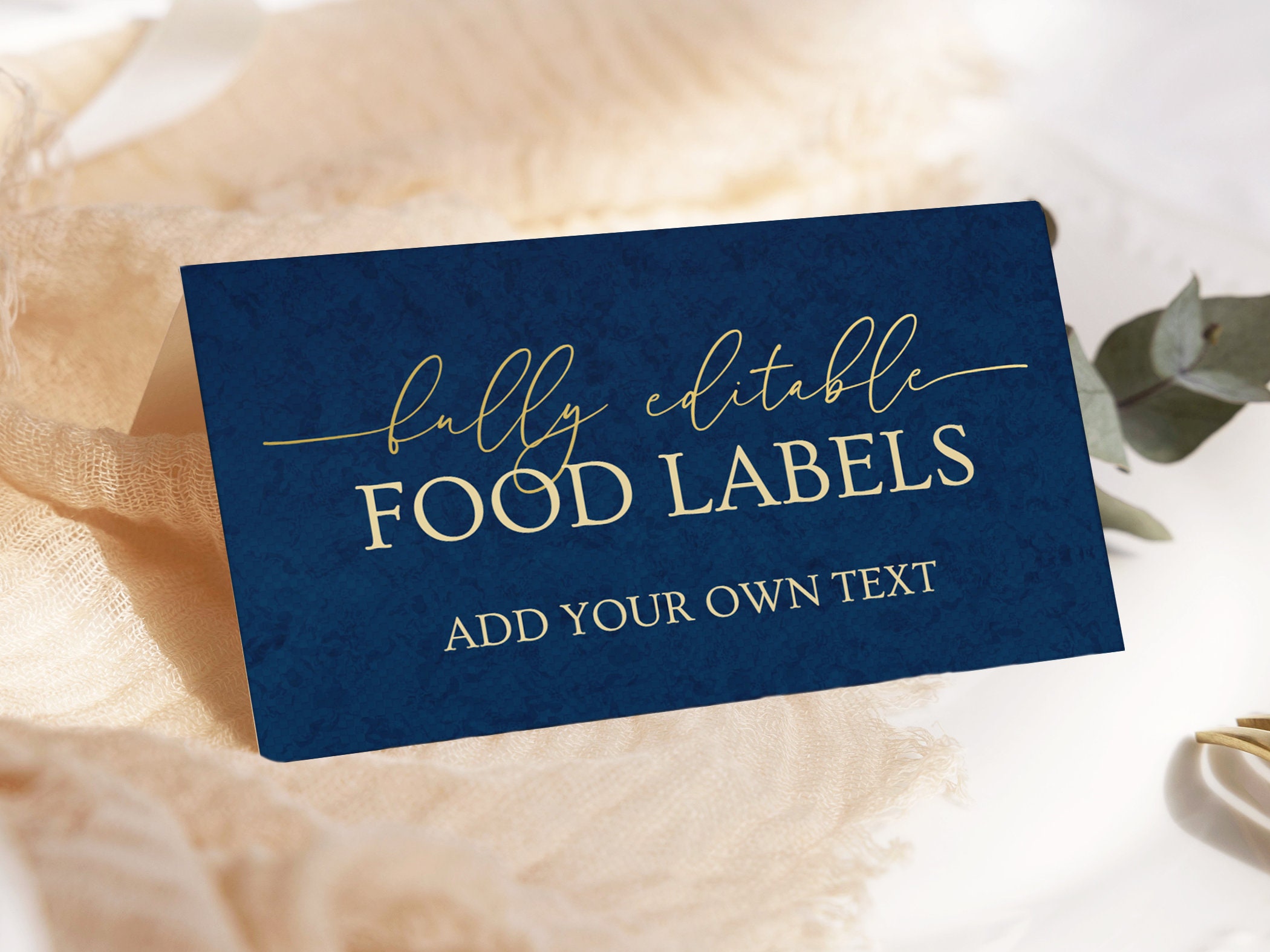 Blue Gold Food Labels Template Dark Christmas Wedding Name - Etsy