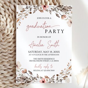 Wildflower Graduation Party Invitation, Graduation Announcement ...