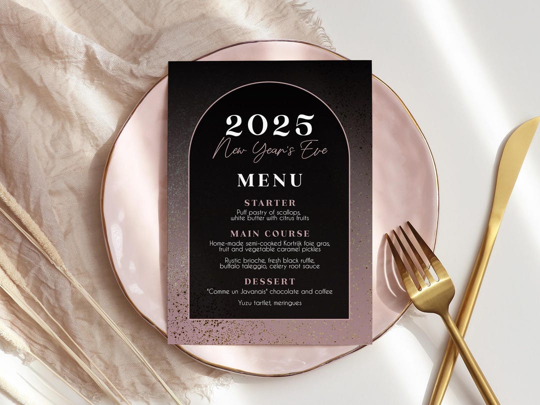 New Year 2025 Menu Template, New Year's Eve Party Dinner Menu, Holiday ...