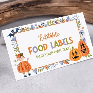 Editable Halloween Food Labels, Pumpkin Costume Party Spooktacular ...
