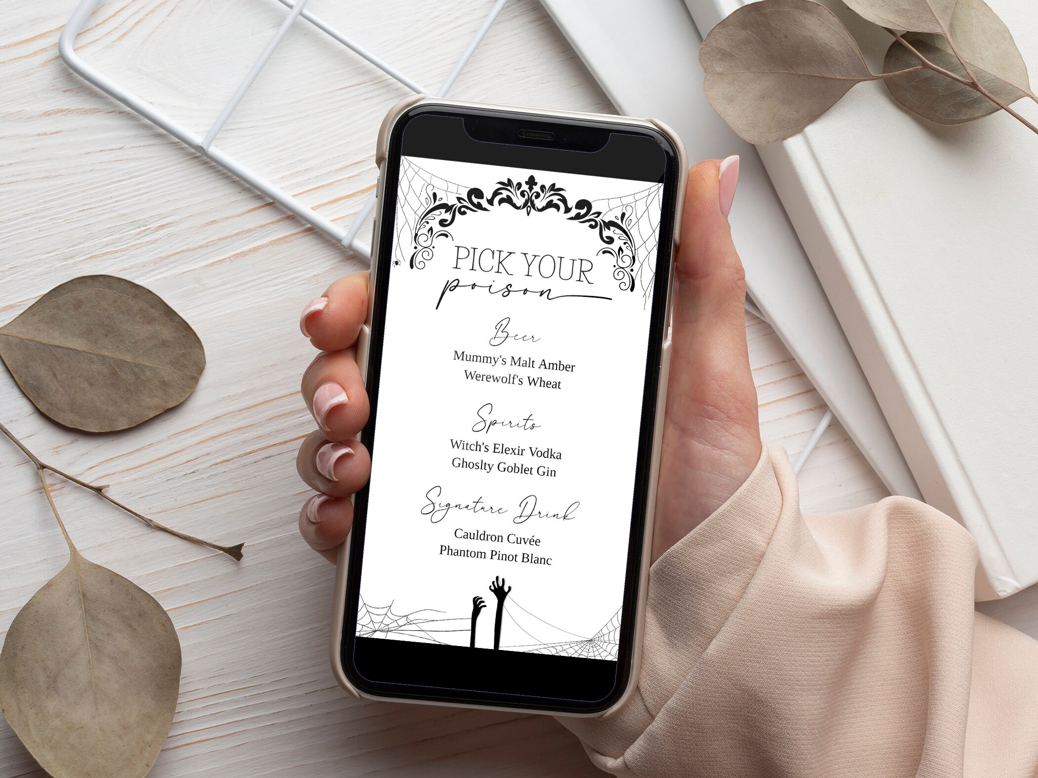 Pick Your Poison Menu Template Halloween Bar Menu Spiderweb - Etsy
