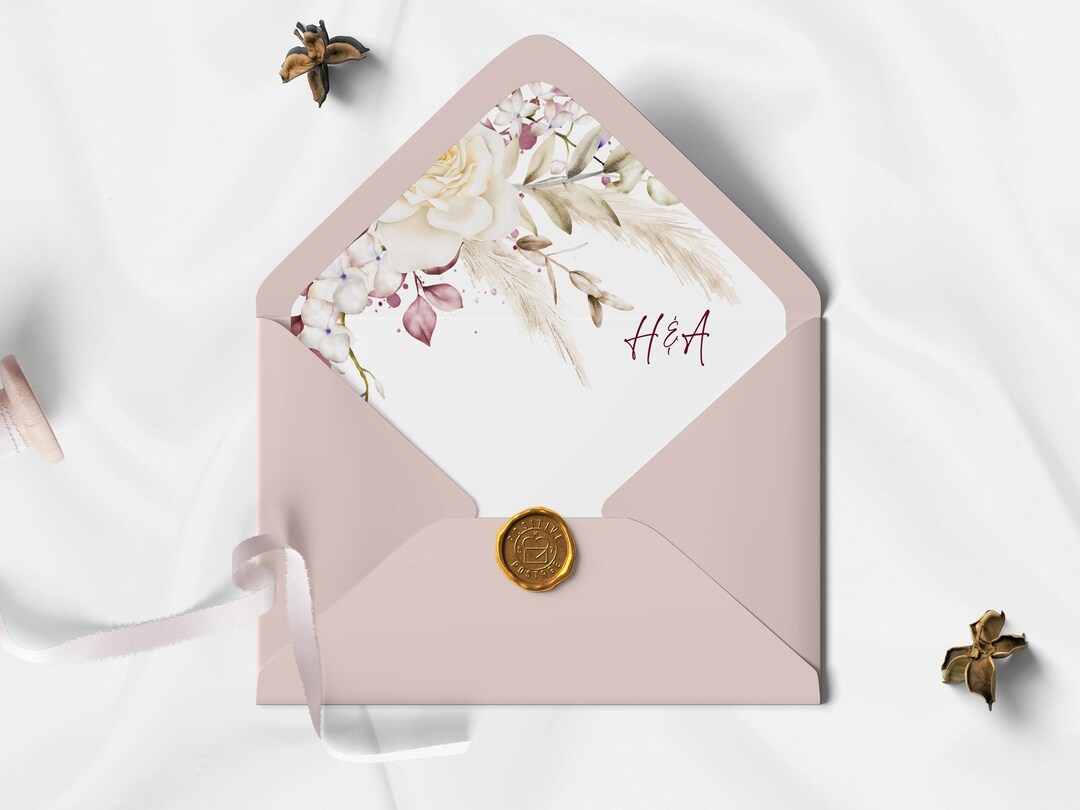Floral Envelope Liner Template, Flowers Envelope Liner, A6 and A7 Euro ...