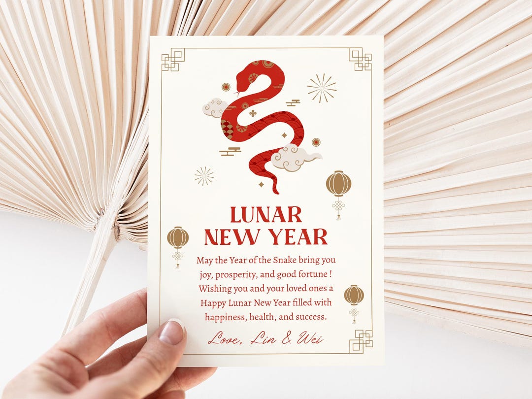 Chinese New Year Card Template, 2025 Snake New Year, Lunar New Year ...