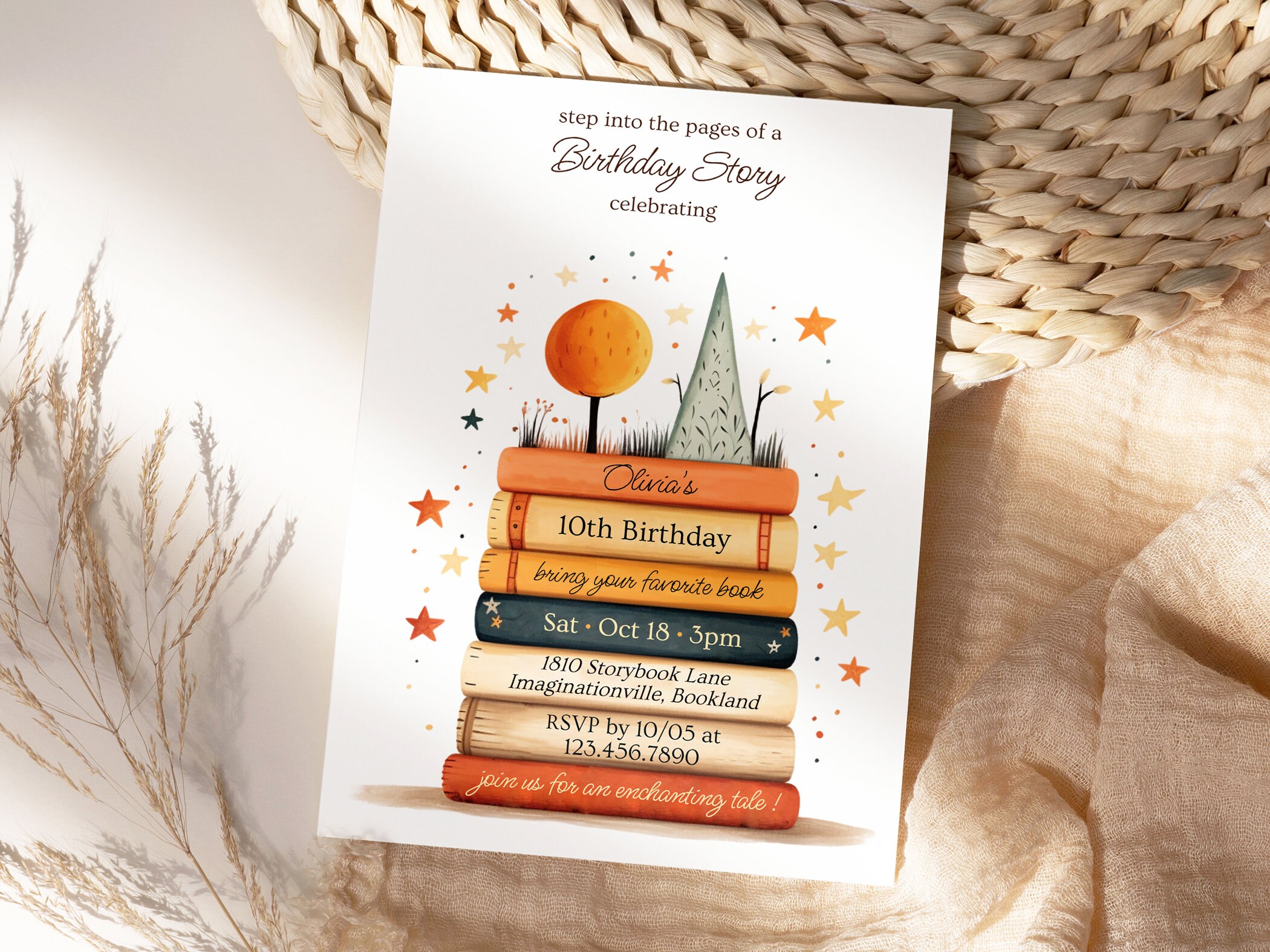 Storybook Birthday Invitation Editable, Book Themed Party Template ...