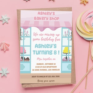 Editable Baking Birthday Invitation, Bakery Shop Invitation, Kids ...