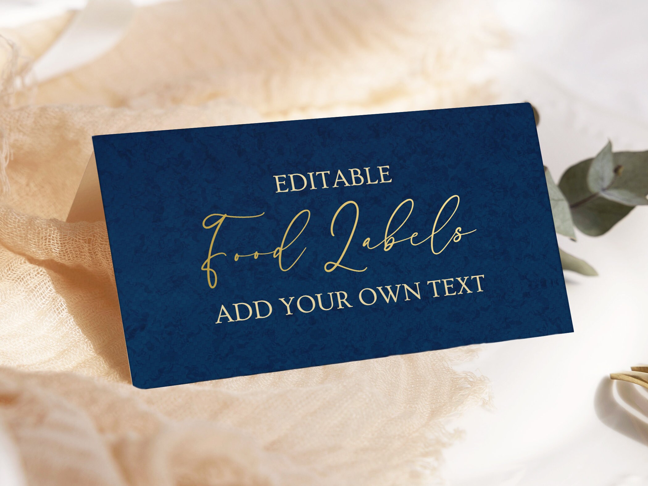 Blue Gold Food Labels Template, Dark Christmas, New Year Name Card ...