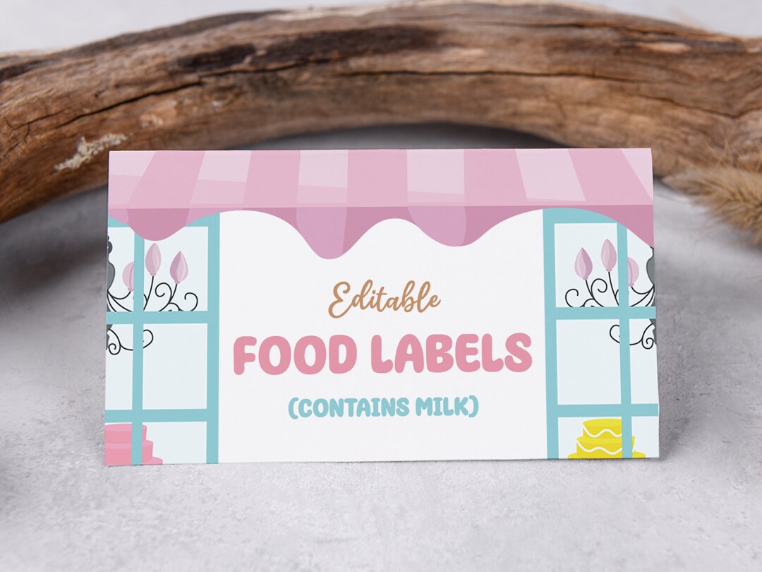 Baking Birthday Food Labels, Bakery Shop Label Cards, Cooking Birthday ...