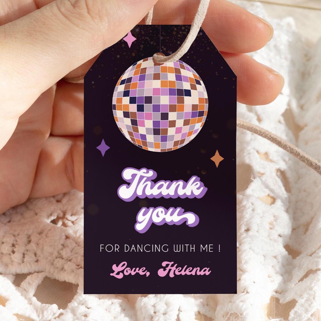 Disco Ball Birthday Party Favor Tag Editable, Disco Thank You Tag, 70s ...
