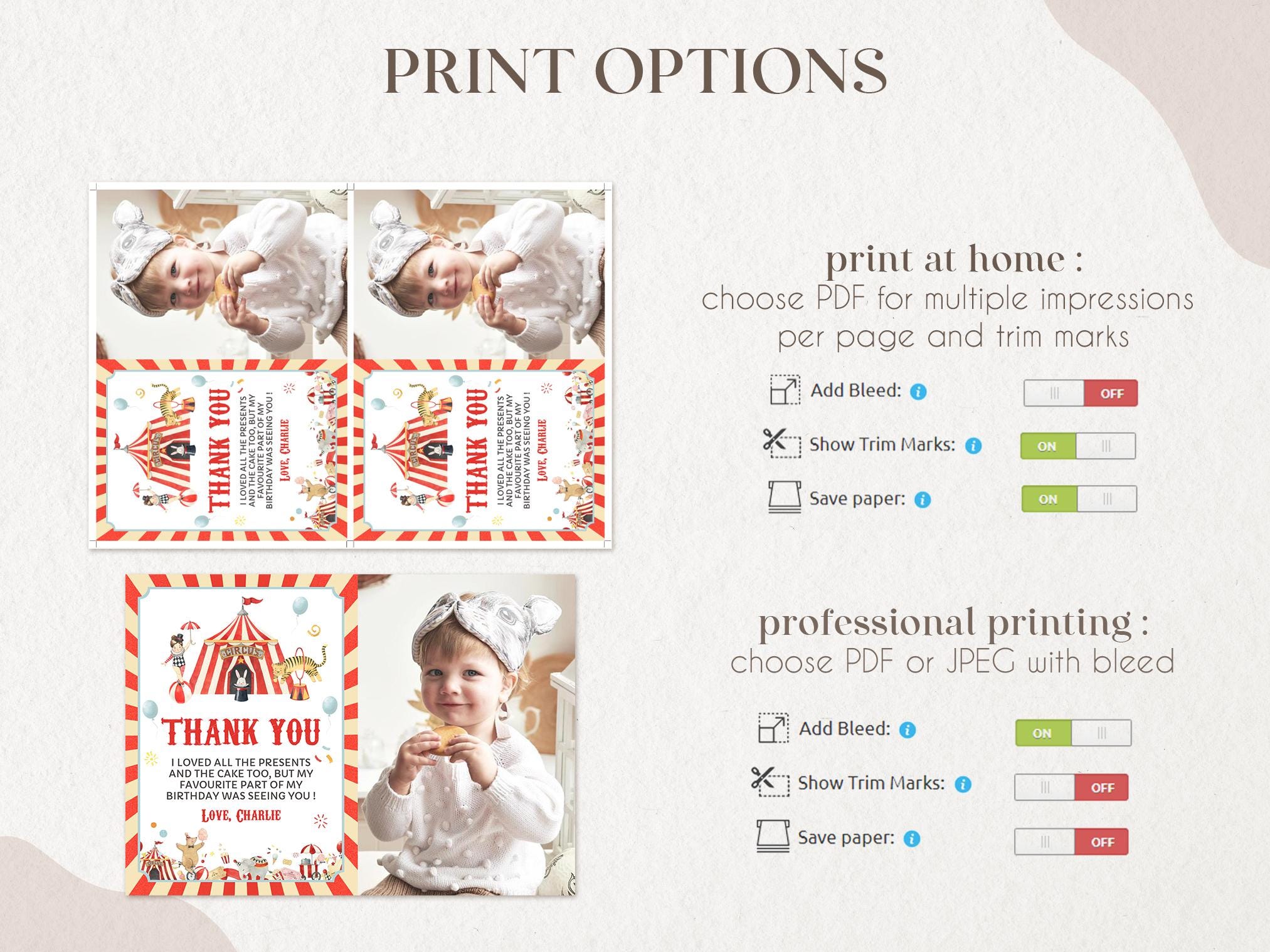 Carnival Birthday Thank You Card Editable, Circus Thank You Photo ...