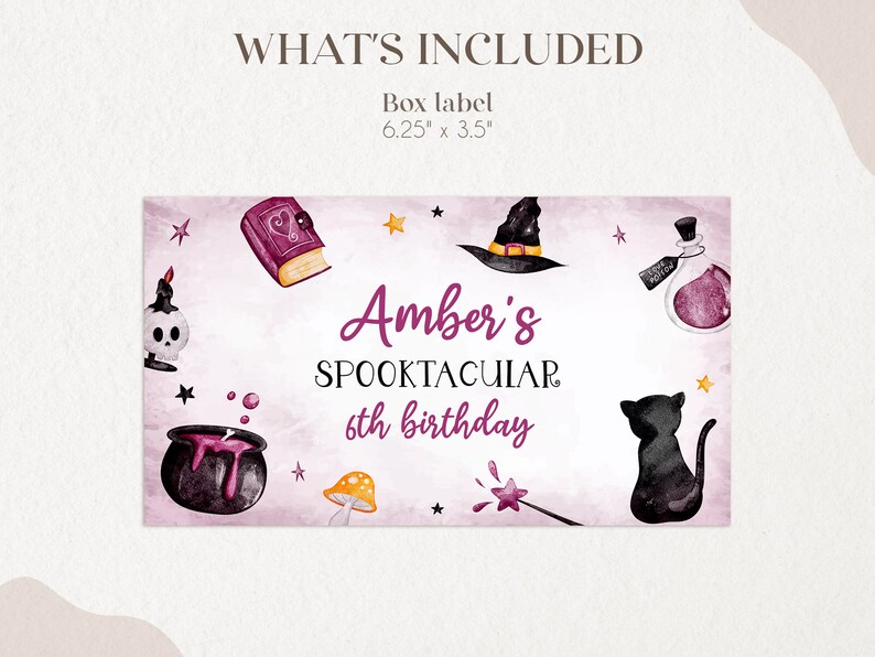 Witch Halloween Birthday Party Gable Box Favor Label Editable ...