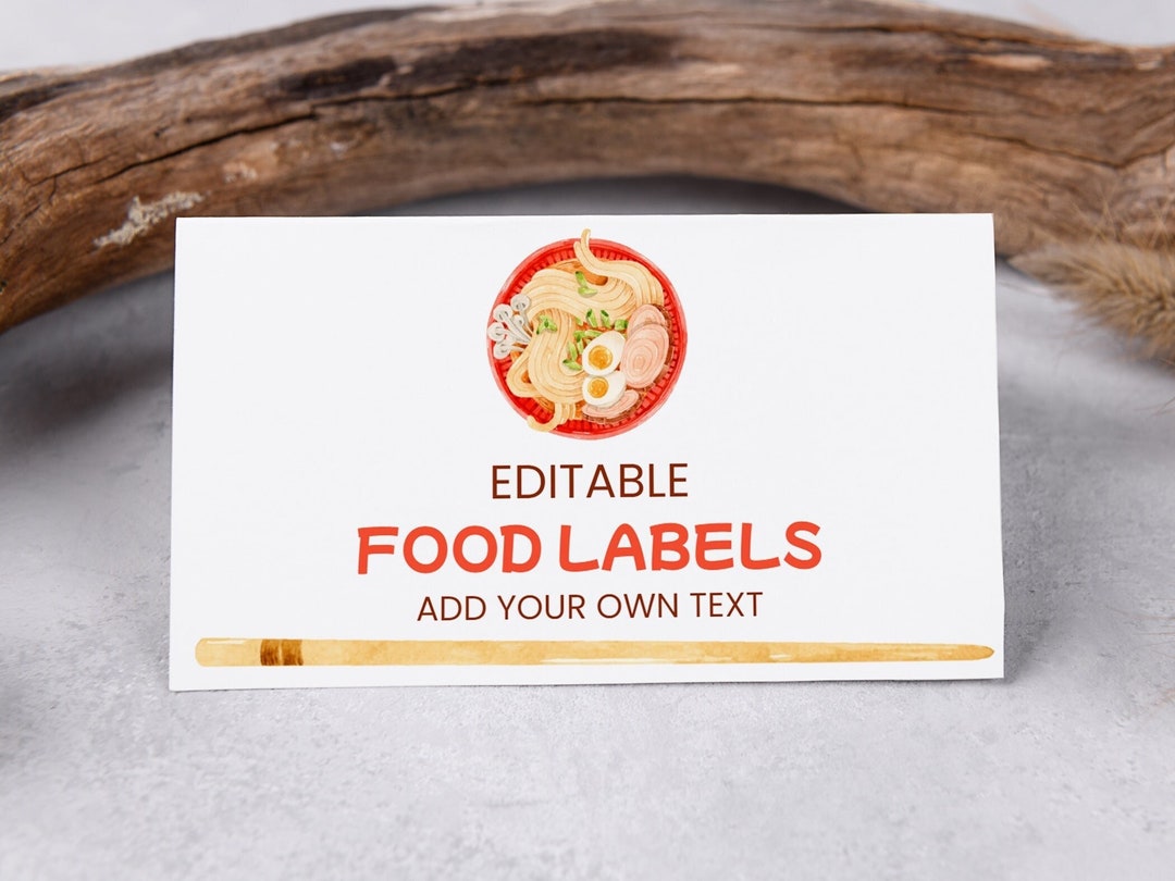 Japanese Ramen Food Labels, Chopsticks Label Cards, Japanese Food Tent ...