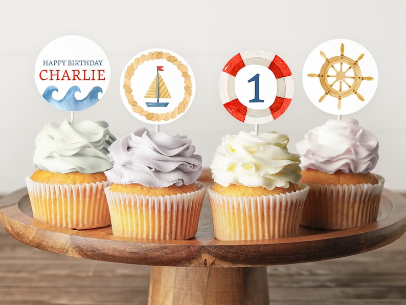 Editable Nautical Cupcake Toppers Sailor Birthday - Etsy