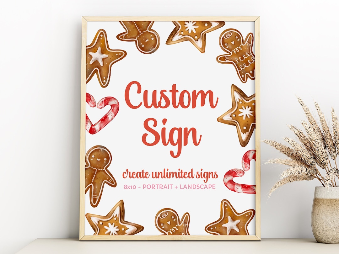Editable Christmas Custom Sign, Gingerbread Sign, Printable Christmas ...